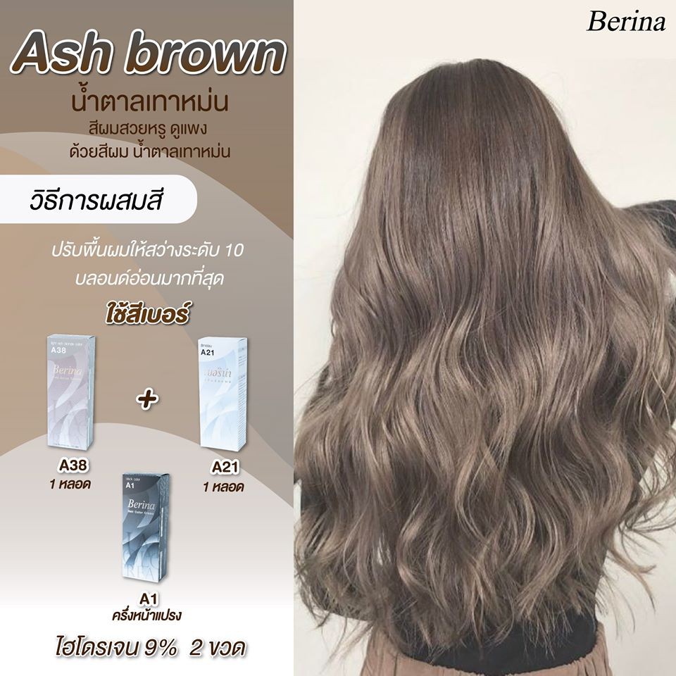 Set Berina เบอริน่า เซตสีผม Ash Brown A38 A21 A1 สีน้ำตาลหม่น