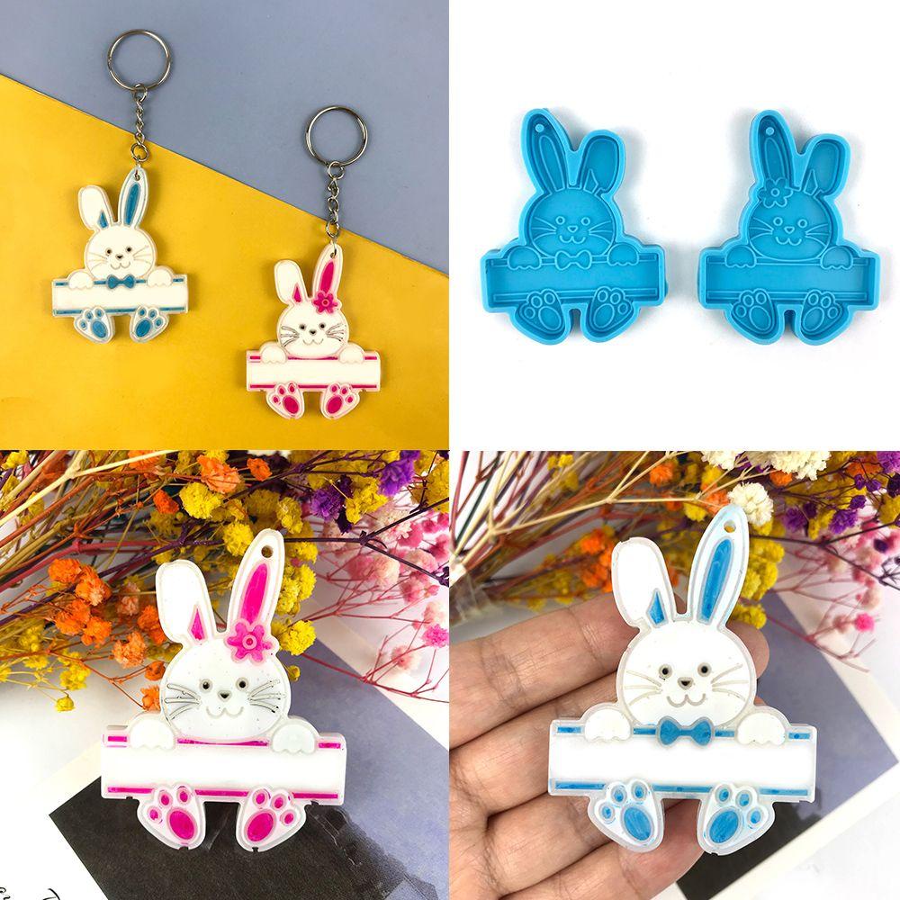 BEAUTY Gift Bunny Key Ring DIY Silicone Mould Easter Keychain Mold Bag ...