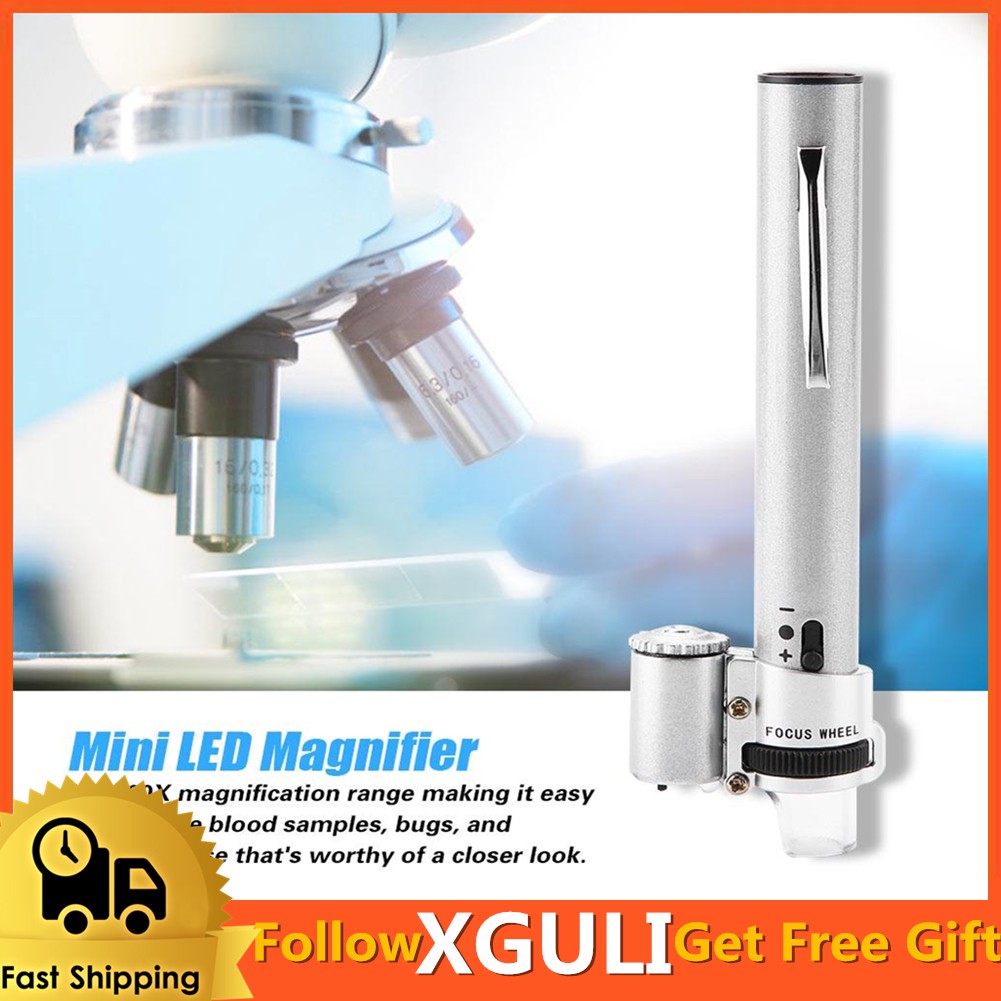 100X Mini LED Magnifier Microscope Jewelers Loupe Magnifying GlassPouch ...