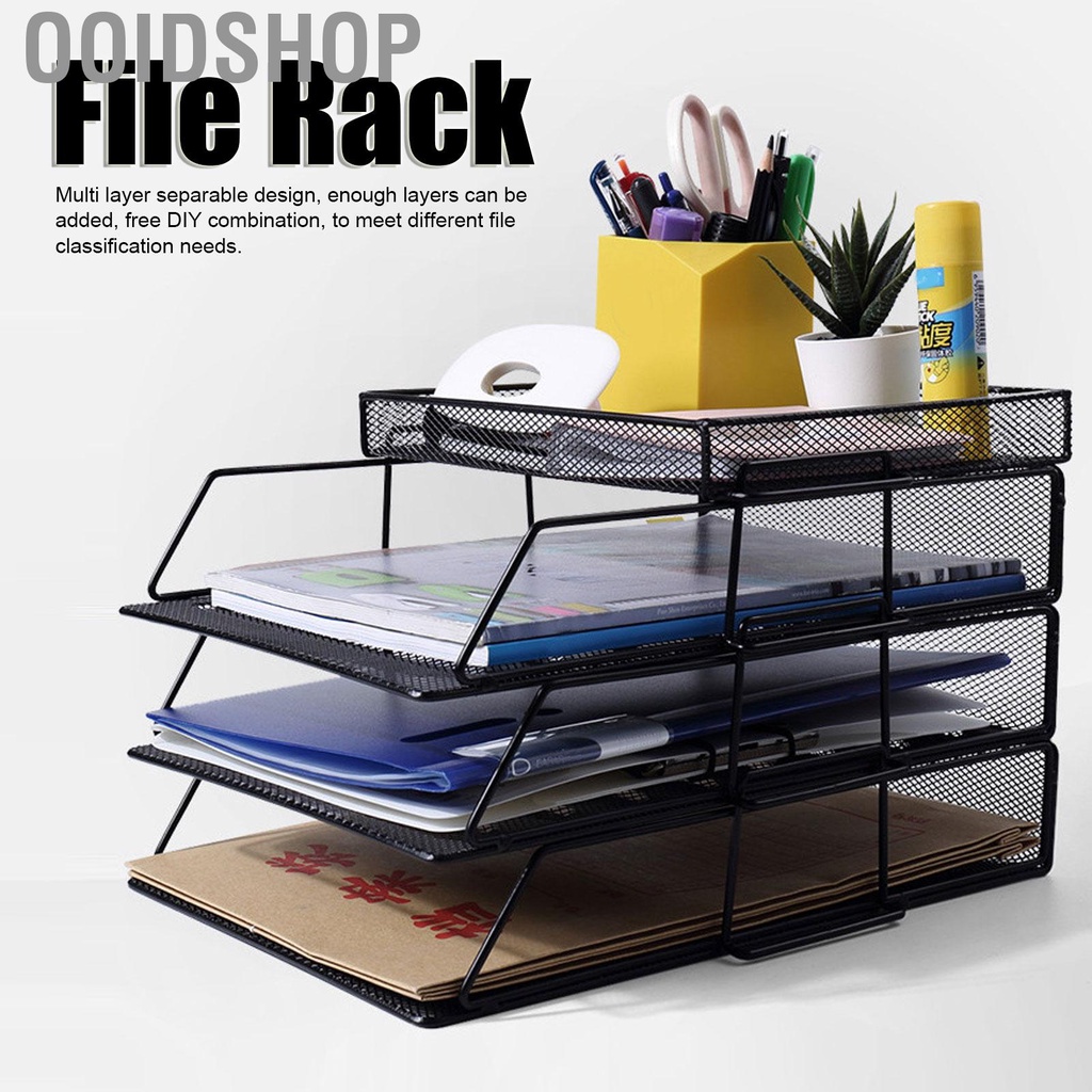 Ooidshop 4Pcs File Rack Stackable Separable Mesh Hollow Design Large ...