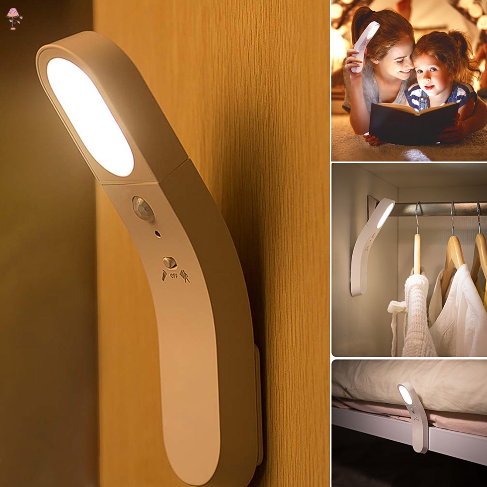 LC Motion Sensor LED Night Light USB Rechargeable Bedside Lamp Wall ...