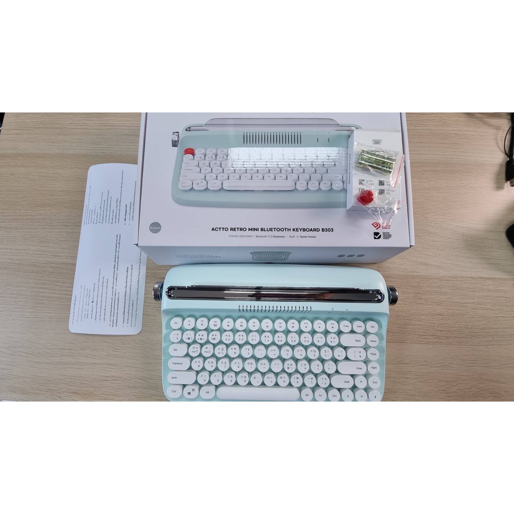 Actto Retro B303 Bluetooth Keyboard คีย์บอร์ดไร้สาย ปุ่มกดไทย บลูทูธ 5. ...