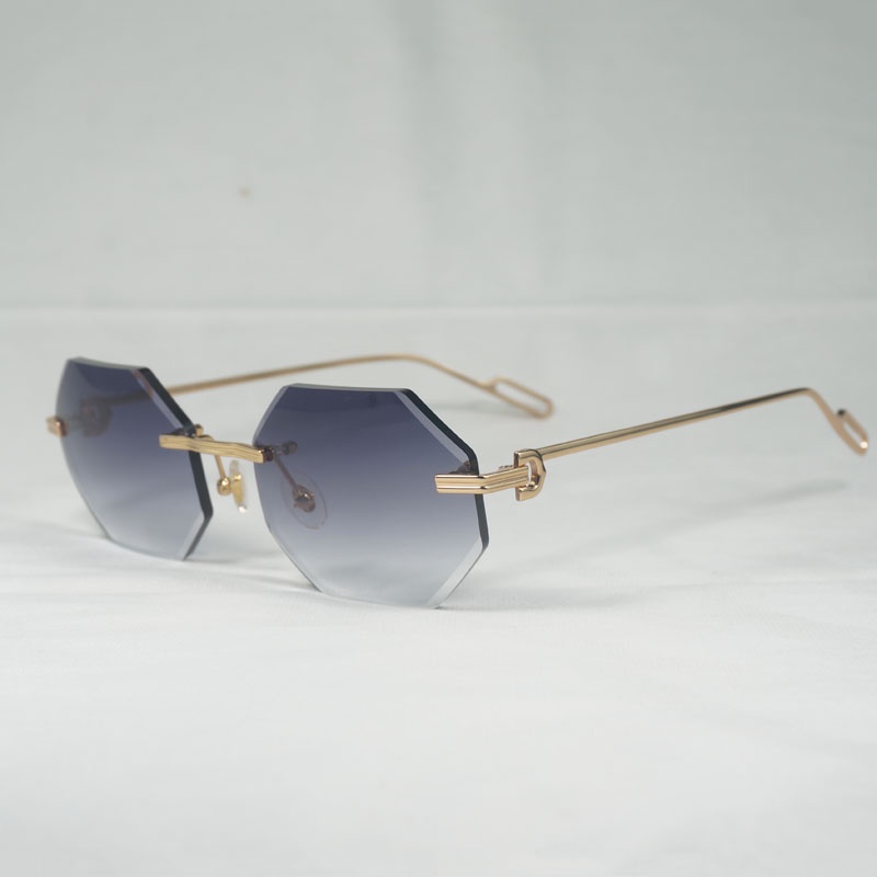 Vintage Rimless Diamond Cutting Sunglasses Men Oculos New Lens Shape ...