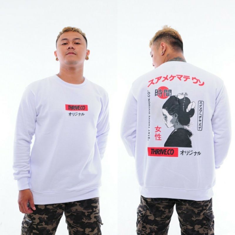 เสื้อแจ็คเก็ตเสื้อกันหนาวคอกลมแบบมีฮู้ดสไตล์ญี่ปุ่น Threve.Co Unisex ...