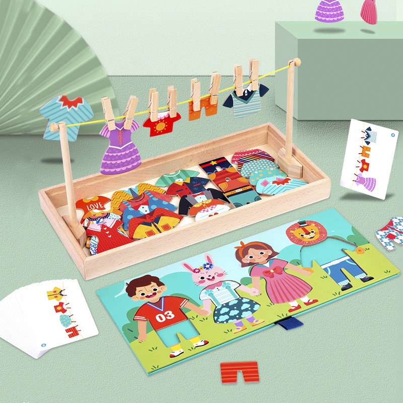 Drying Rack Clothes Dress-Up Jigsaw Puzzle Logical Thinking Matching ...