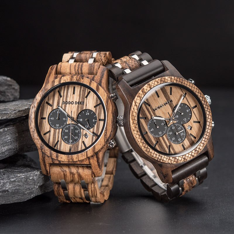 DODO DEER Wood Watch For Male Chronograph Calendar Display Man's ...