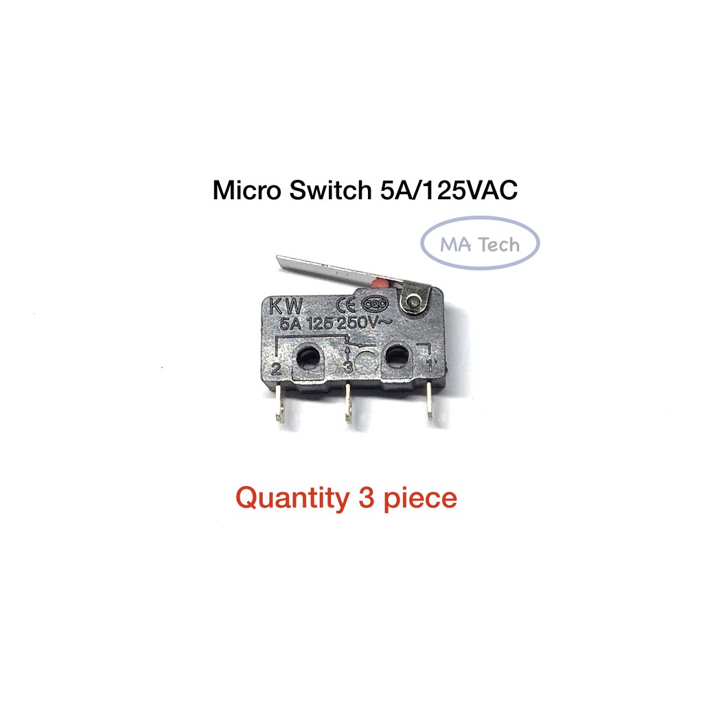Micro Switch 5A/125VAC ไมโคร สวิตช์ แบบก้านตรง 1 ชุด มีจำนวน 3 ชิ้น ...