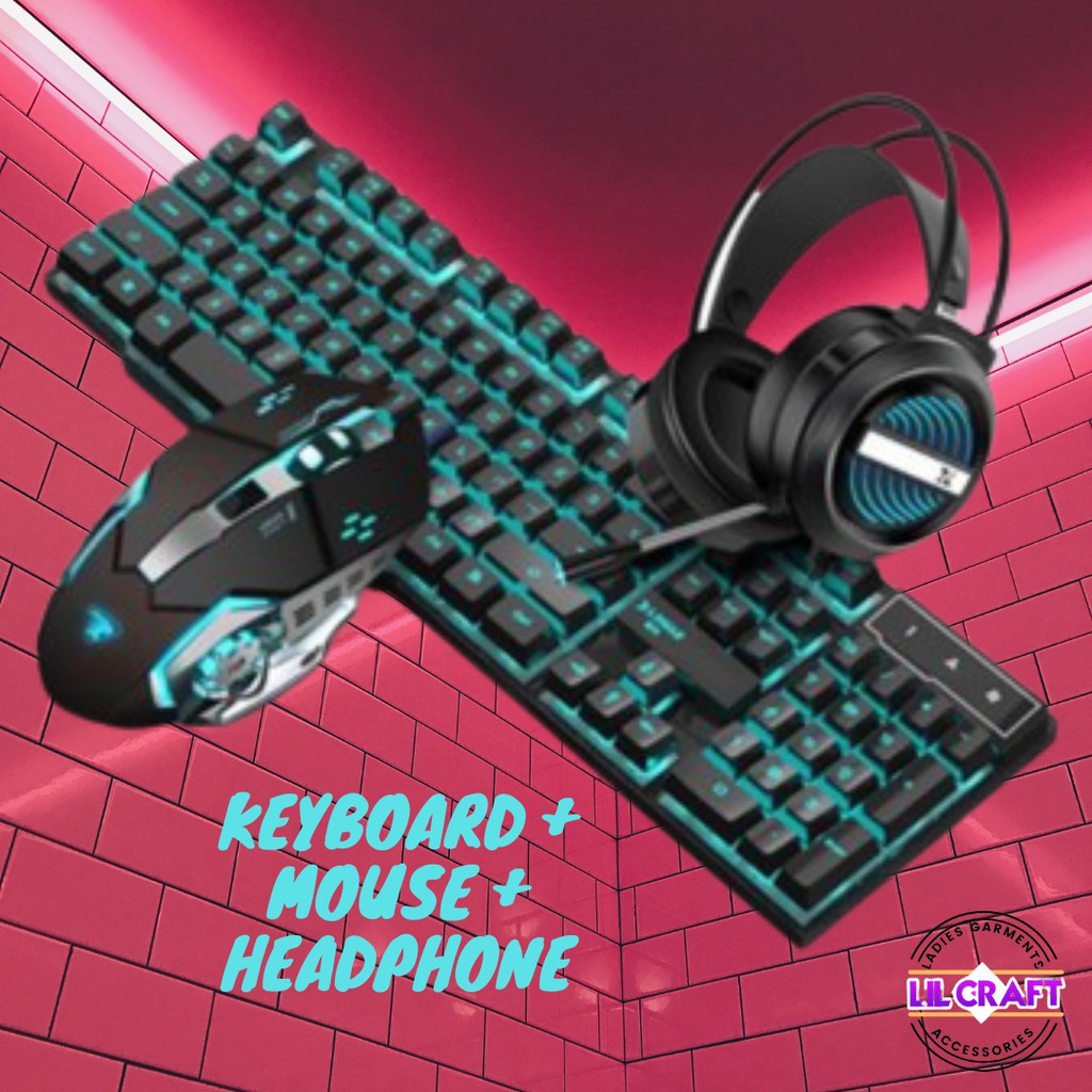 Cross-border dazzle keyboard mouse set notebook desktop computer ...