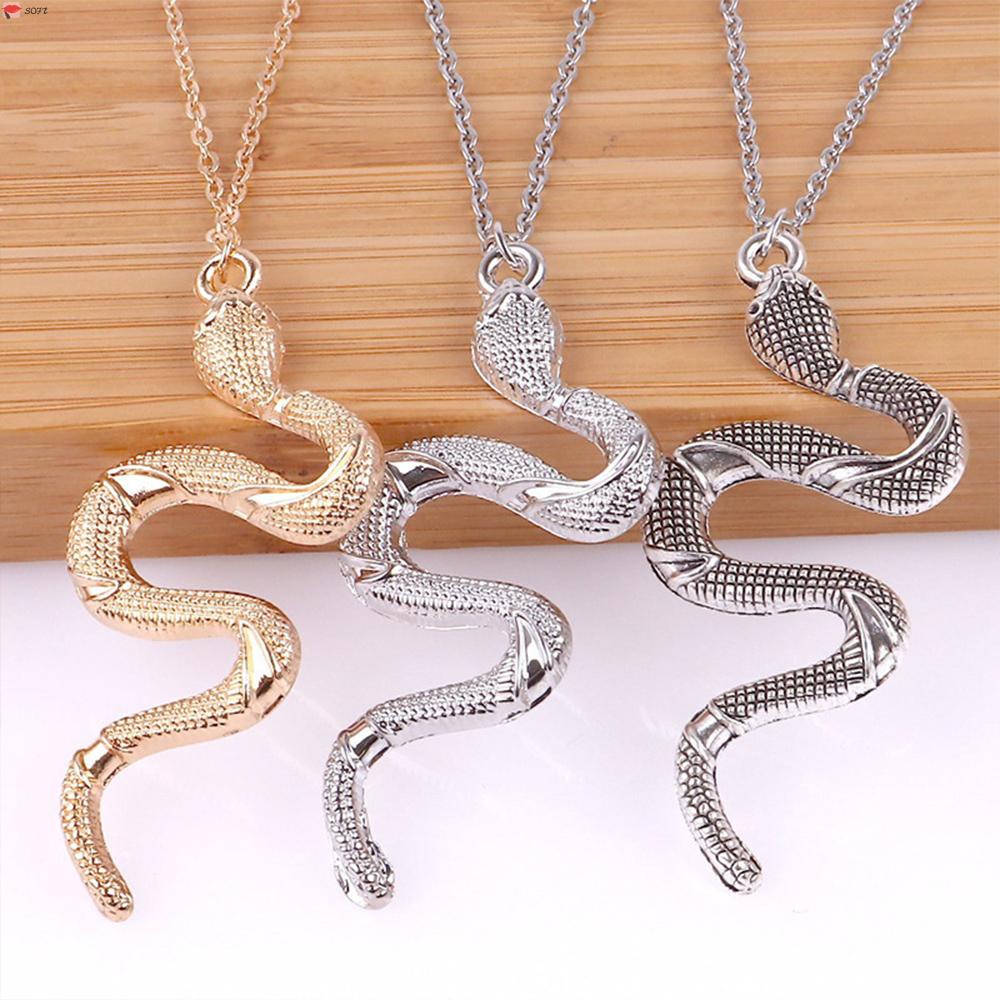 SOFTNESS Men Women Snake Pendant Necklace Crystal Choker Stainless Steel Punk Elegant Trend ...