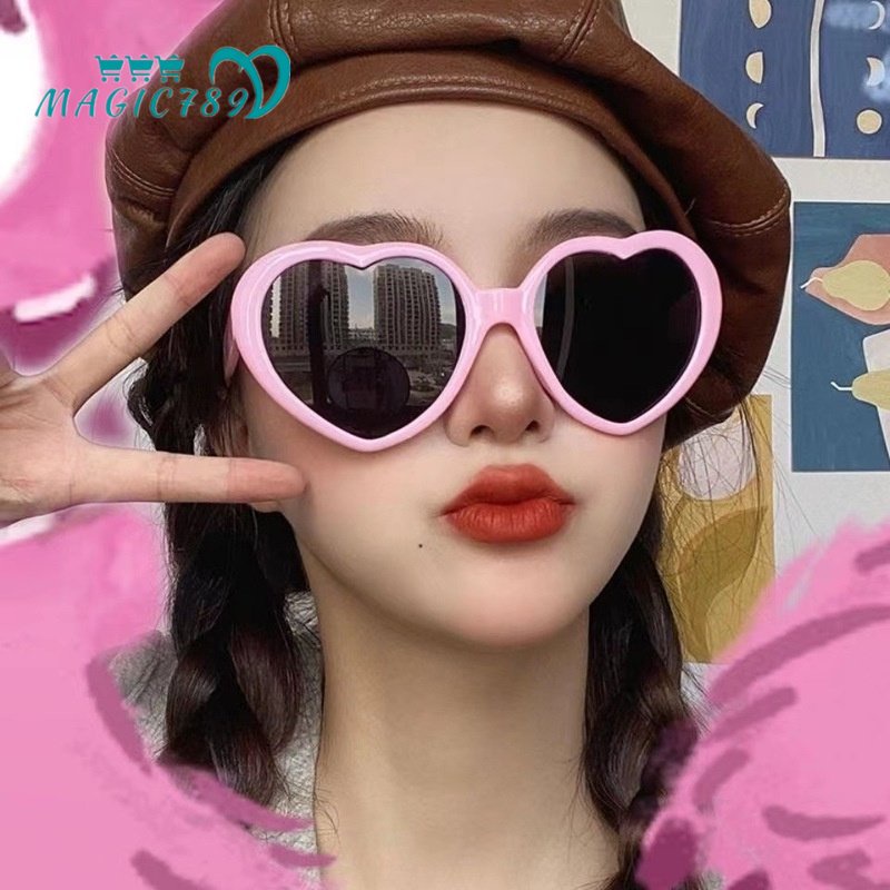 Magic789 Ins แว่นตากันแดด รูปหัวใจน่ารัก อินเทรนด์ ตลก พร็อพถ่ายภาพ ชายหาด แว่นตากันแดด พีช ...