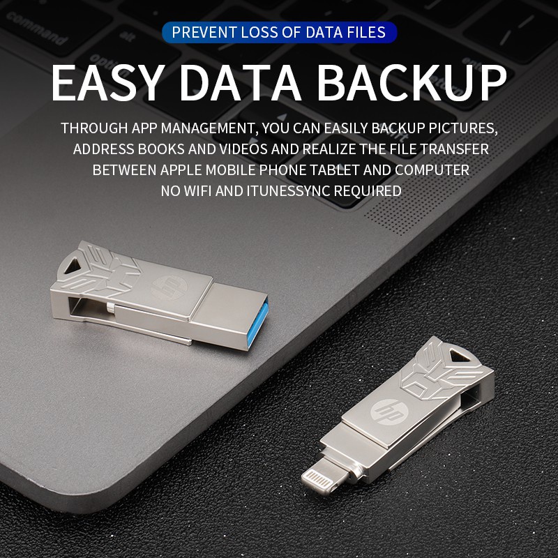 HP แฟลชไดรฟ์ USB โลหะ i-Flash Drive OTG กันน้ำสำหรับ iPhone iPad PC - pwuma - ThaiPick