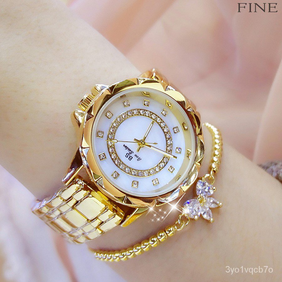 BEE SISTER Rhinestone Luxury Women Watch BS Alloy Strap Quartz Watches ...