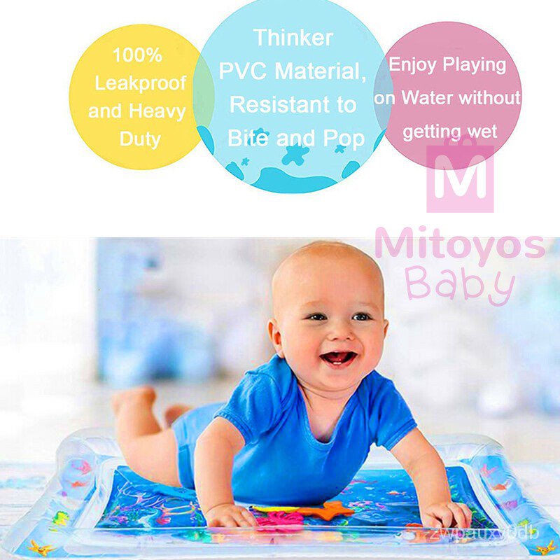 Baby Tummy Time Play Mat Water Inflatable Ocean Aquarium Sensory Pad ...