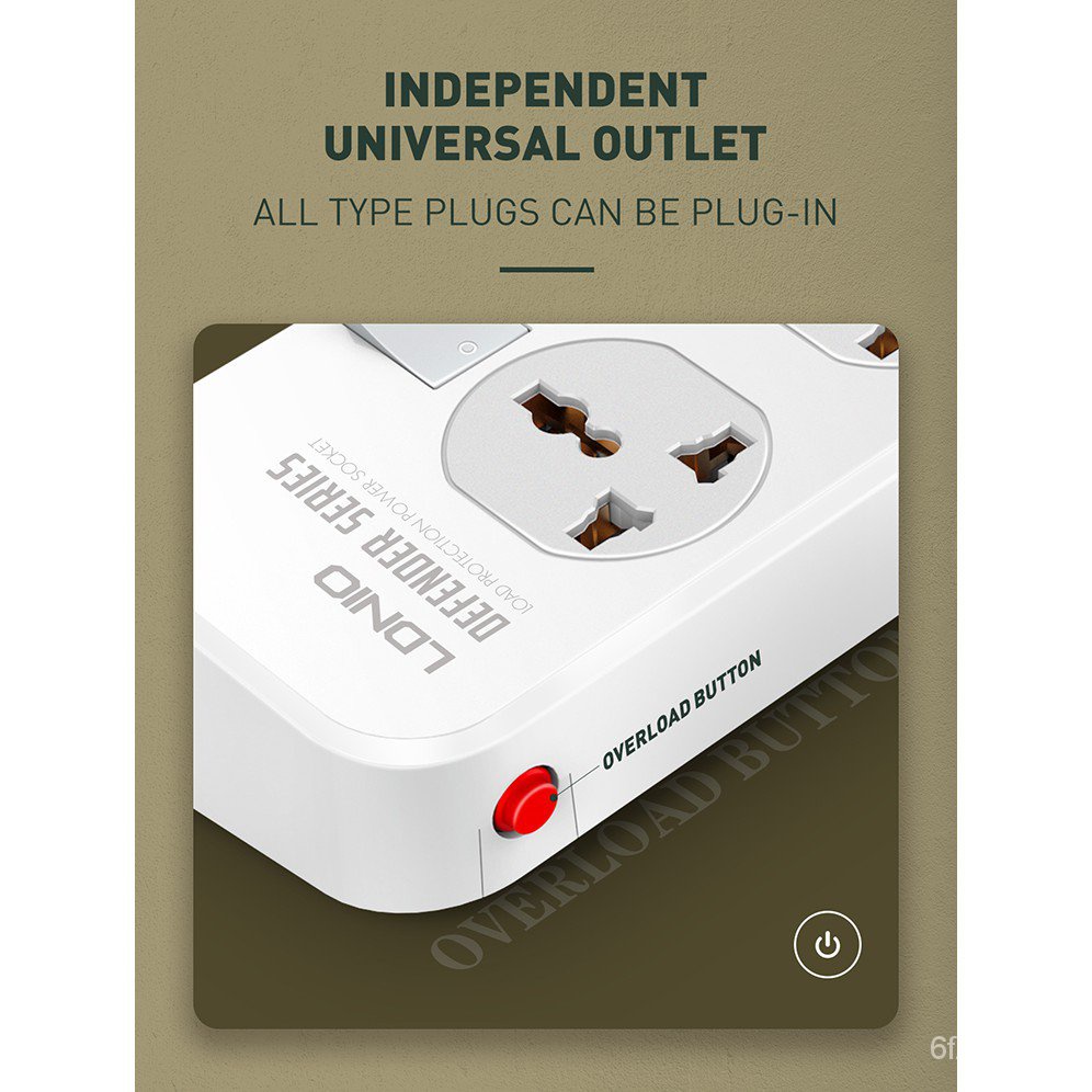 2021ORIGINAL LDNIO SC 4408 Power Strip 4 Socket & USB Output 3.4A 2m UK ...