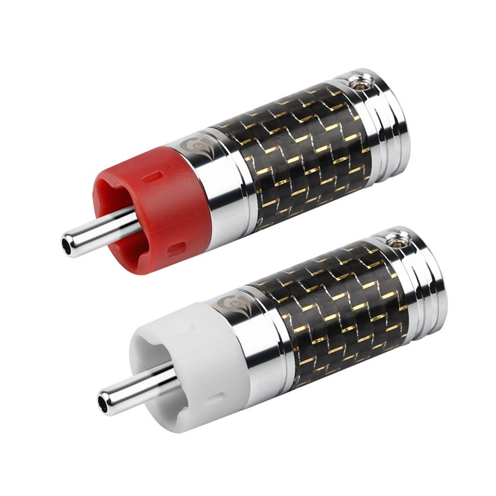 4pcs RCA Connector Tellurium Copper Carbon Fibre Gold Plated DIY RCA ...