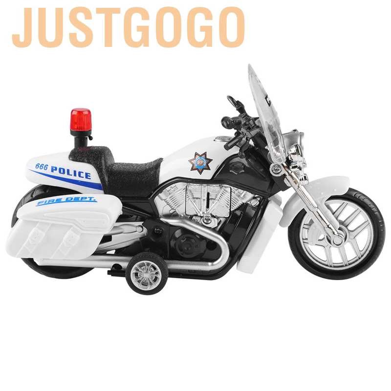 Justgogo Police Motorbike Patrol Motorcycle Toy Mini Pull Back Model ...