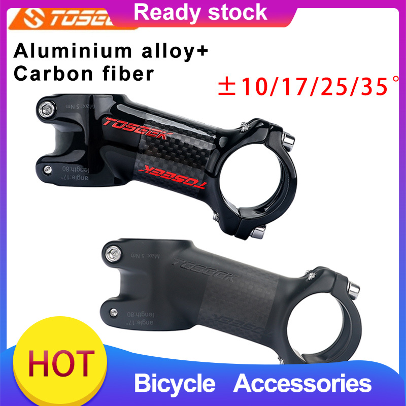 TOSEEK Bicycle Carbon Stem MTB Stem 10/17/25/35 Degree Ultralight Road Bike Handlebar Stem Bike ...