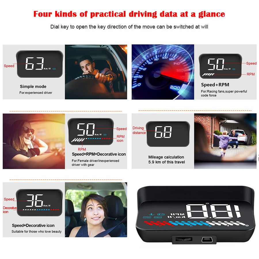 LST ใหม่ M7 GPS HUD รถ OBD2 HUD head-up speed display OBD รถคอมพิวเตอร์ความเร็วคำเตือน - bmk.th ...