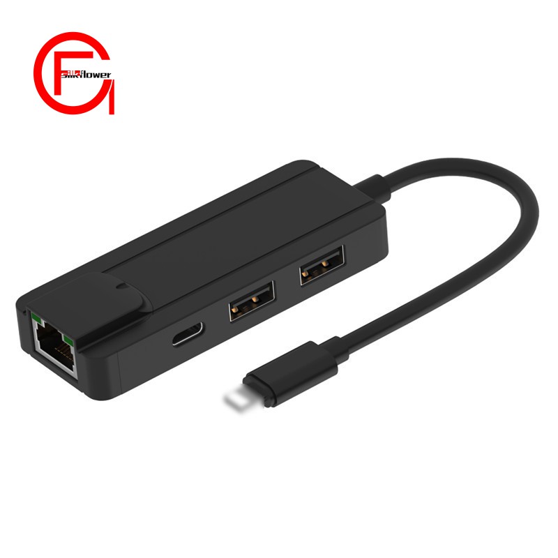 4 In 1 Usb 2 . 0 Hub สําหรับ Ios To Rj45 Ethernet อะแดปเตอร์ Lan เชื่อม ...