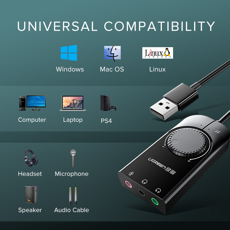 Ugreen Sound Card Usb Audio Interface External 3 . 5 มม. อะแดปเตอร์ ...