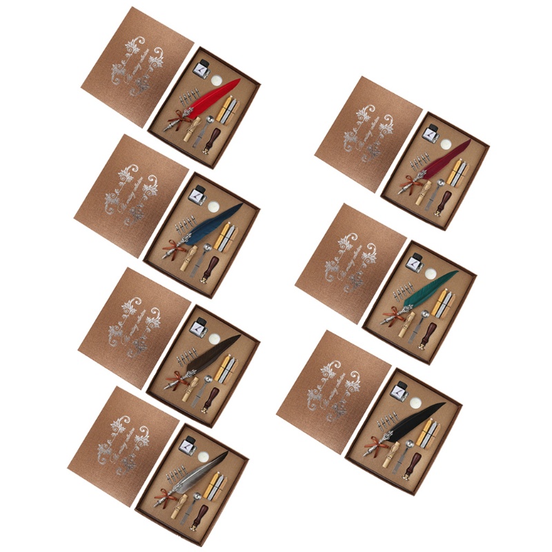 ☞Retro Gothic Style Quill Pen Set Retro Wax Seal Stamp Kit Calligraphy ...