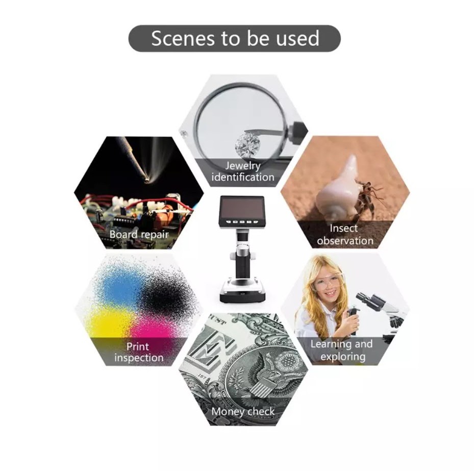 พร้อมส่ง กล้องจุลทรรศน์ 4.3 LCD ดิจิตอล 306 Desktop Microscope 1080P ...