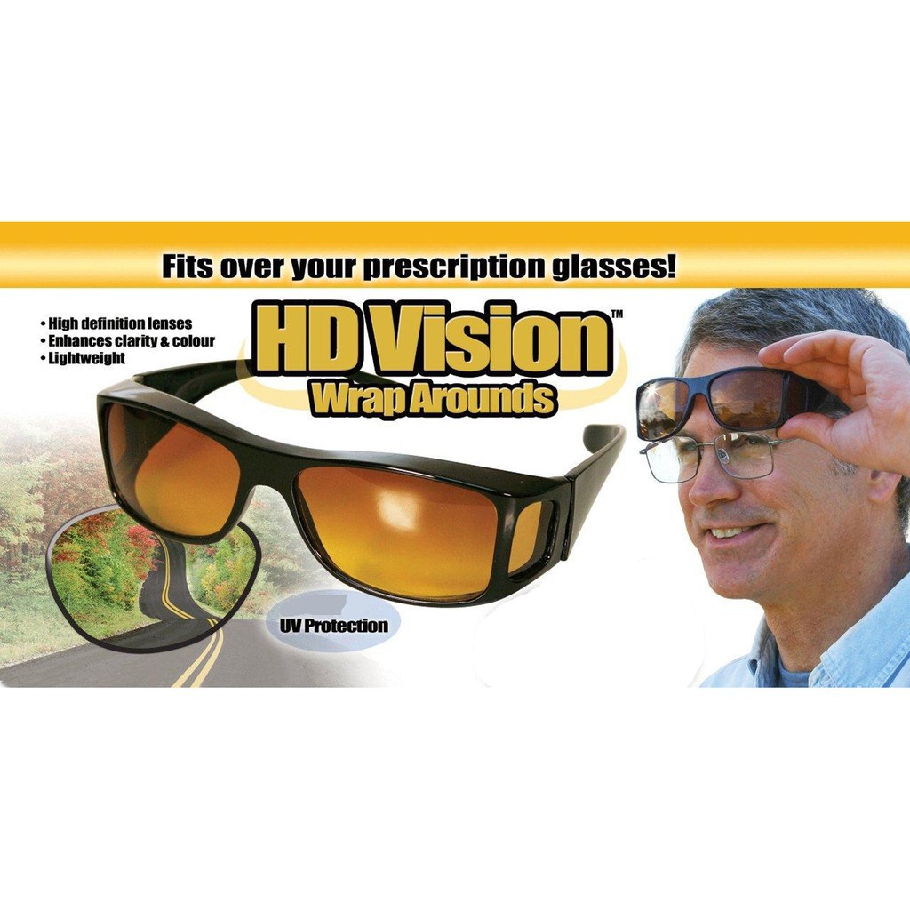 HD Vision Wrap Arounds แว่นกันแดด แว่นตัดแสง2ชิ้น สีดำ สีน้ำตาลแว่นกัน ...