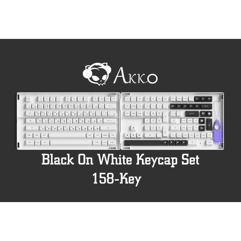 Akko Keycap Black-on-White BOW ASA Profile PBT Keycaps Set 158 keys ...