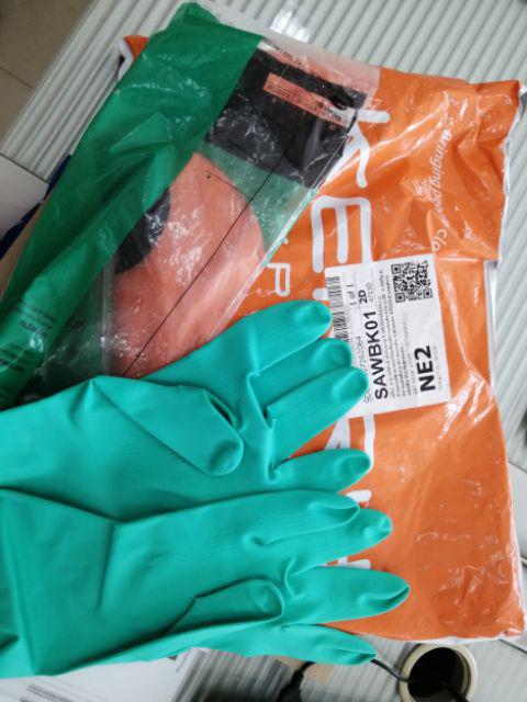 ถุงมือ TONGA TGZ15 Nitrile Gloves ถุงมือยางไนไตร สีเขียว ป้องกันสารเคมี ...