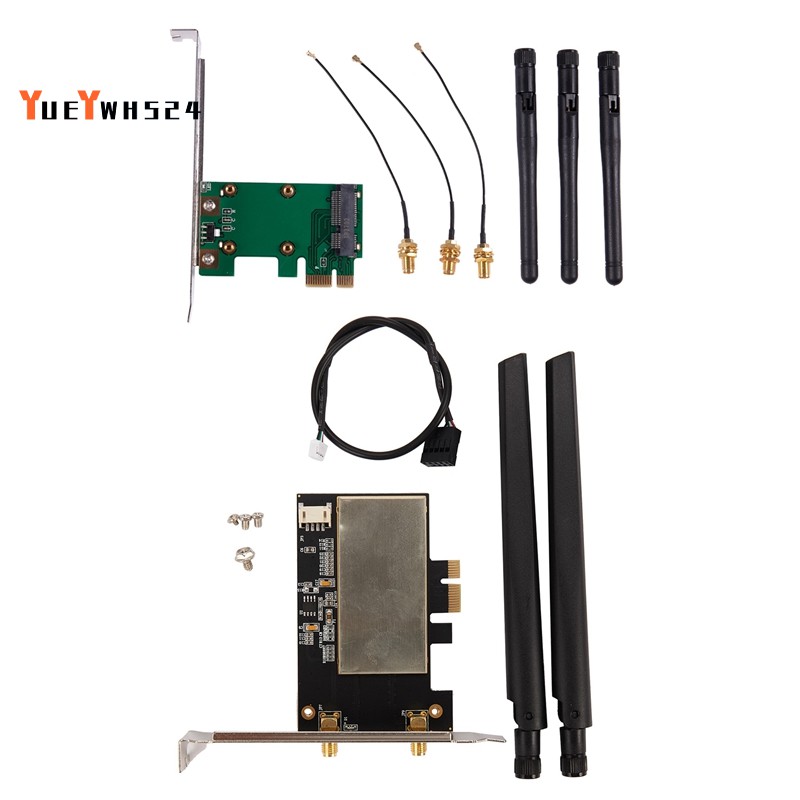 PCI-E Express to PCI-E Wireless Adapter W 3 Antenna WiFi with NGFF M2 ...