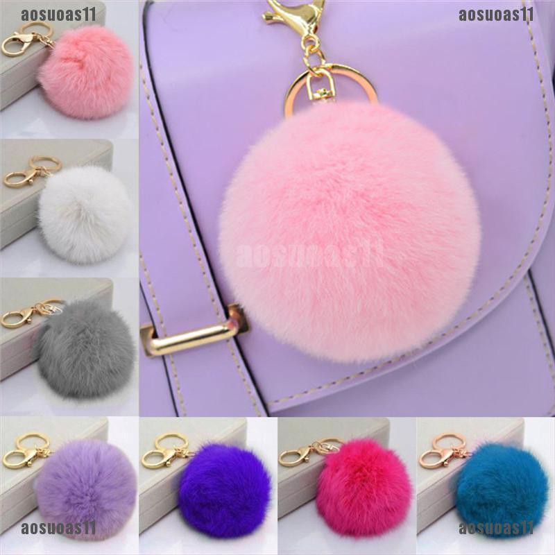 【aosu•OAS】Rabbit Fur Ball PomPom Cell Phone Car Keychain Pendant ...