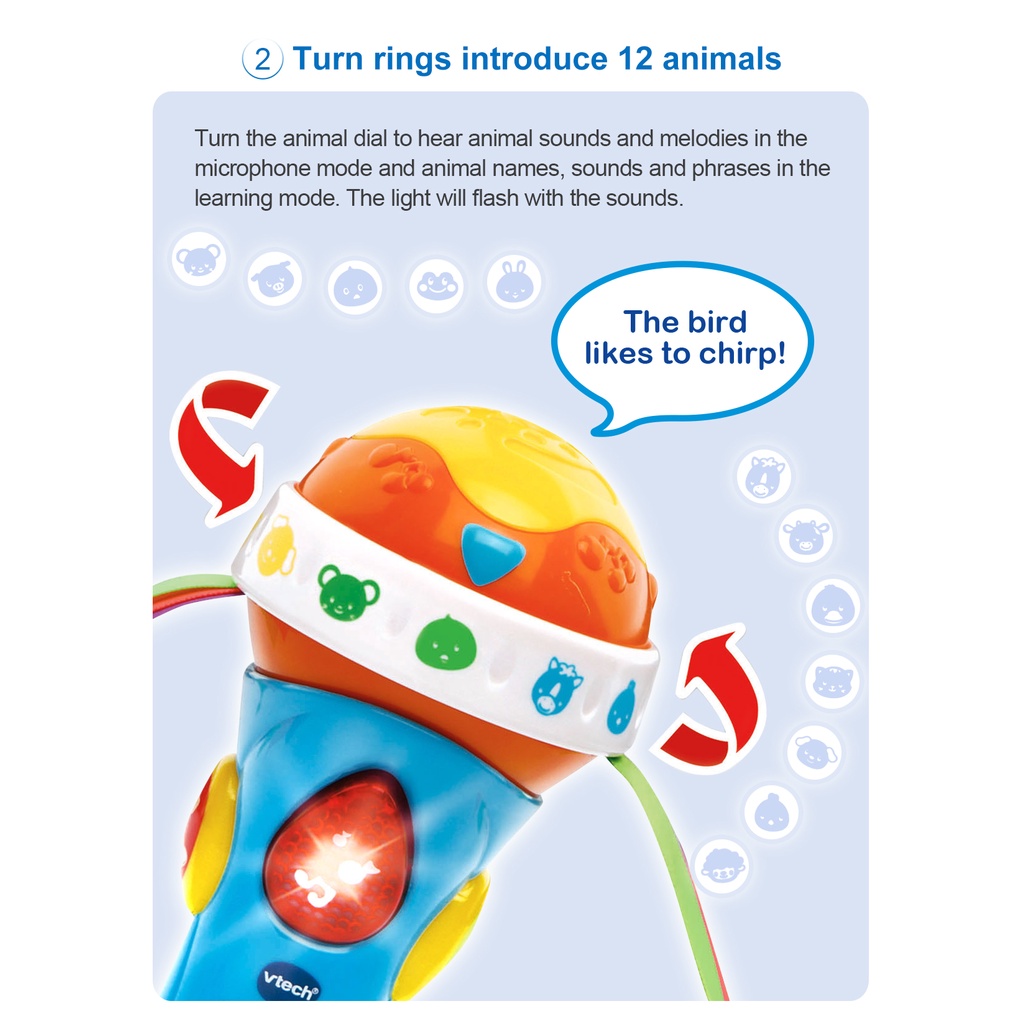 VTech Baby Microphone Toys Babble Rattle Infant Toddler Music Toys 3 ...