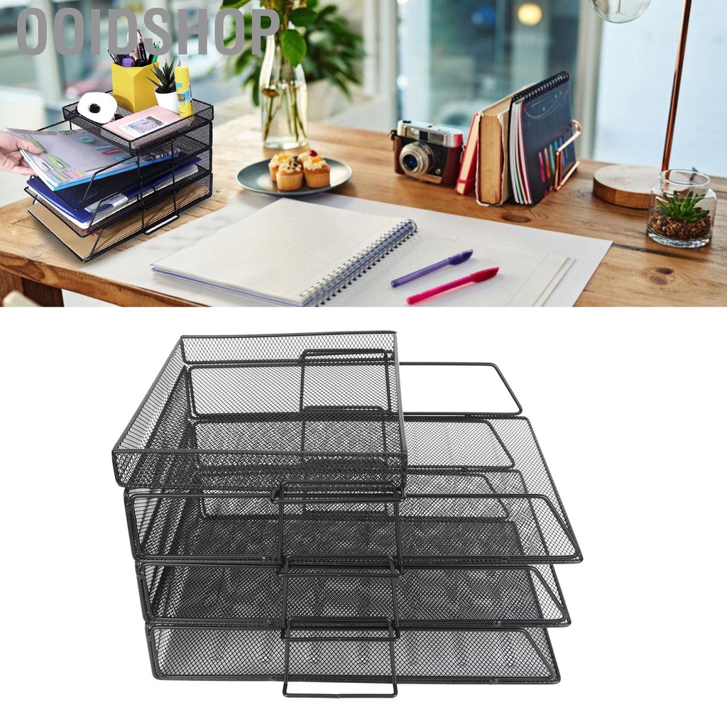 Ooidshop 4Pcs File Rack Stackable Separable Mesh Hollow Design Large ...