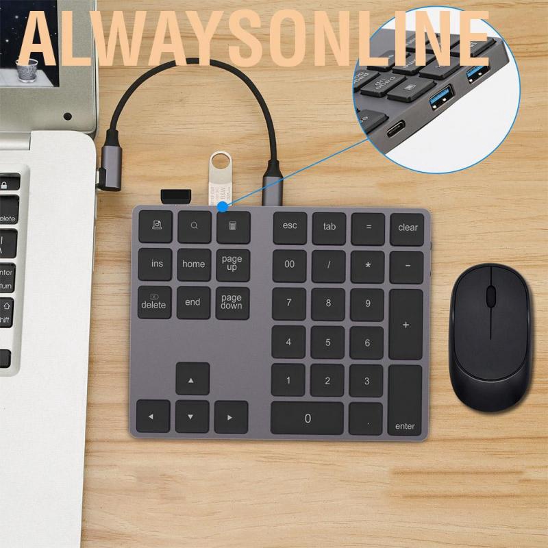 ☃∏แป้นพิมพ์ตัวเลขAlwaysonline 34 - Key Bt 181 Pro Bt Hub Type - C Usb 3 ...
