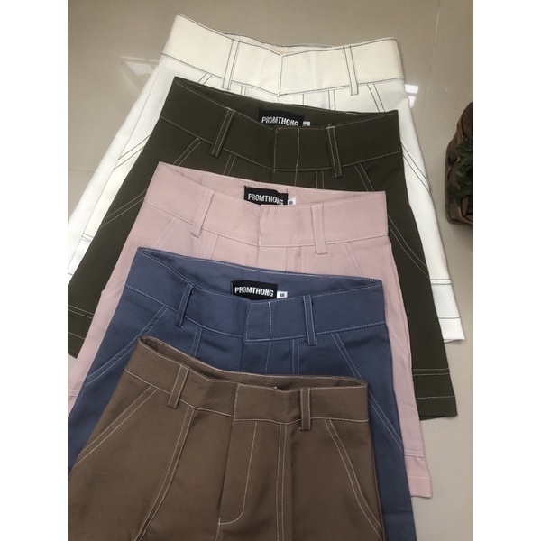 กางเกงขาสั้นเอวสูงงานป้าย (PROMTHONG)พร้อมส่ง - tanza15 - ThaiPick