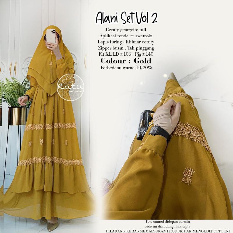 Alani SET VOL 2 ชุดเสื้อคลุม SYARI KHIMAR สําหรับเด็กผู้หญิง ...