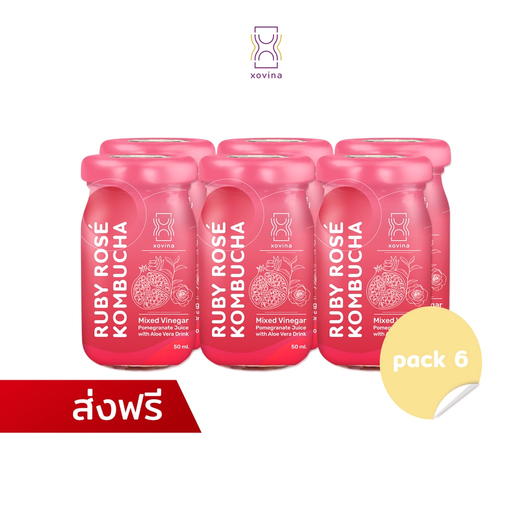 Pack 6 - Xovina RUBY ROSÉ KOMBUCHA โซวิน่า รูบี้โรเซ่คอมบูชะ - xovina.official - ThaiPick