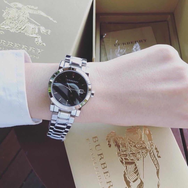 Burberry city black dial silver พร้อมส่ง3ไซส์ ️ bu9101 - wp.brandname ...