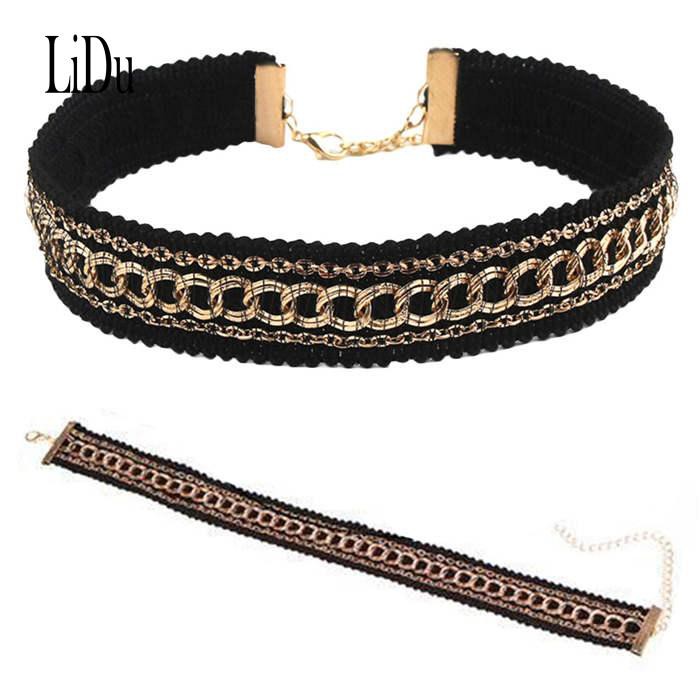 LIDU เลดี้สาวเชิ๊ตลูกโซ่โลหะสร้อยคอ ผู้เค้นคอ เสน่ห์ เครื่องประดับปรับ ...