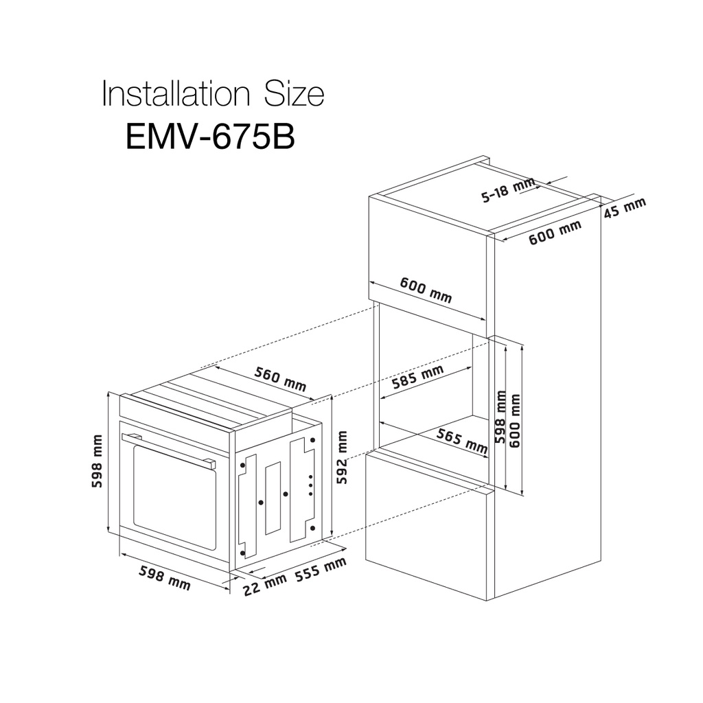 (จัดส่งฟรี) Lucky Flame เตาอบไฟฟ้าแบบฝัง 75 ลิตร EMV-675B รับประกัน 2 ...
