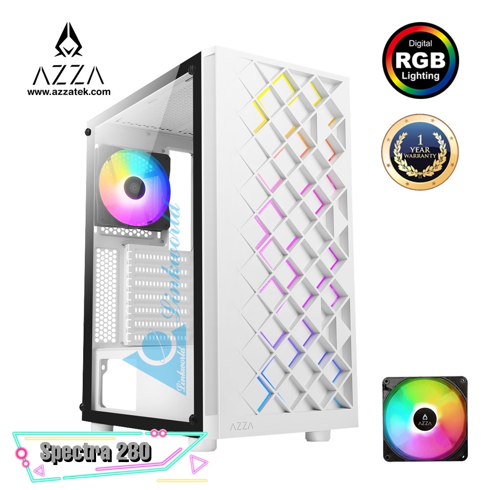 CASE (เคสเกมมิ่ง) AZZA Spectra 280WHITE (200H-01) Computer Caseประกัน 3 ...