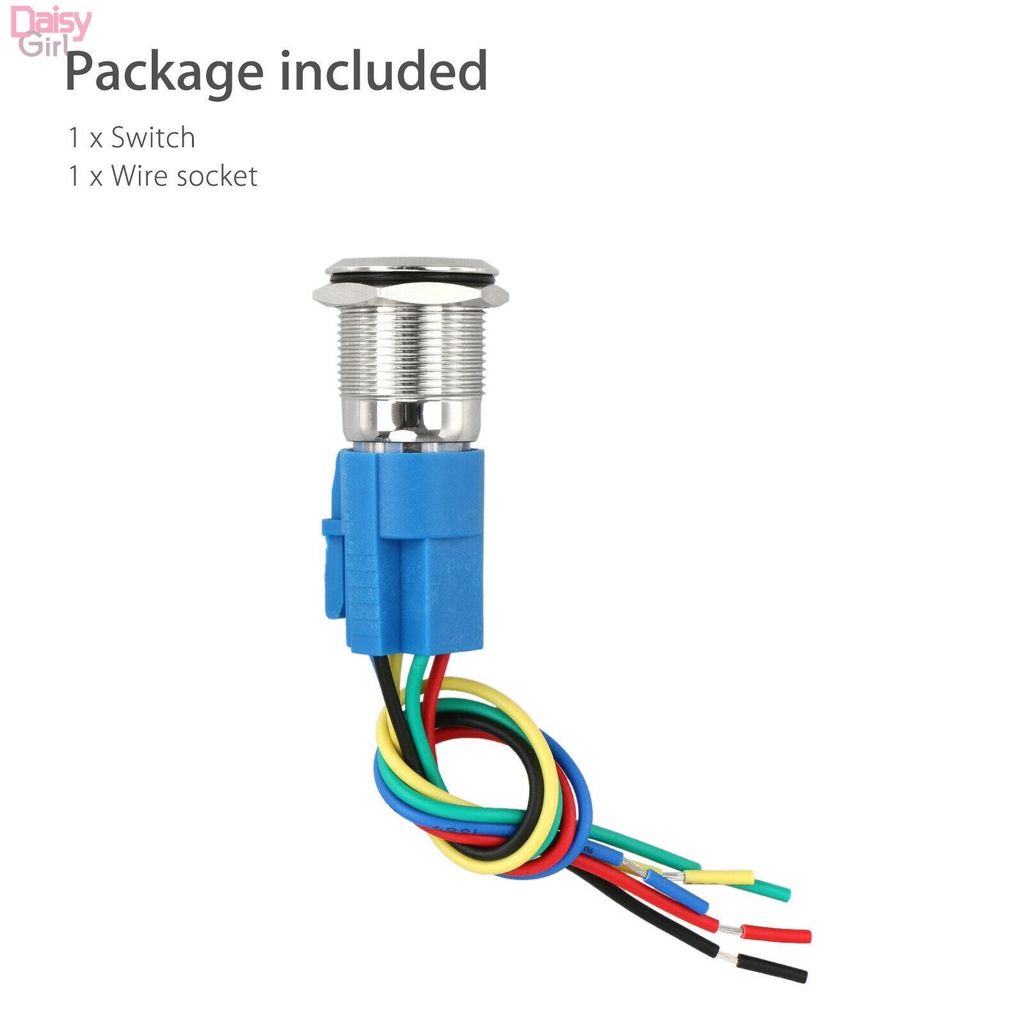 Push Button Switch 12V Trucks Blue Self-Lock Car Truck Waterproof Metal ...