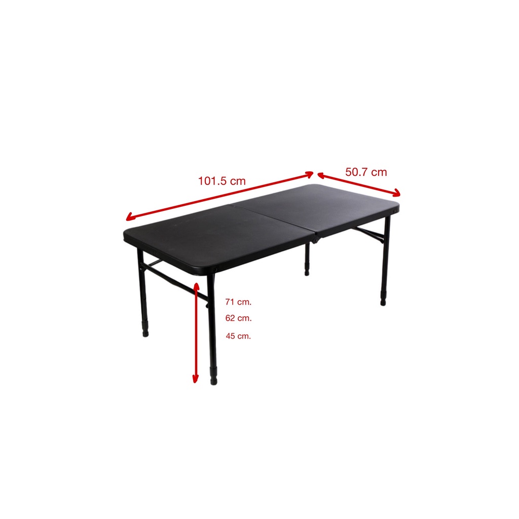 โต๊ะพับอเนกประสงค์สีดำ 50 x 100 cm.(ปรับความสูงได้) Adjustable Folding ...
