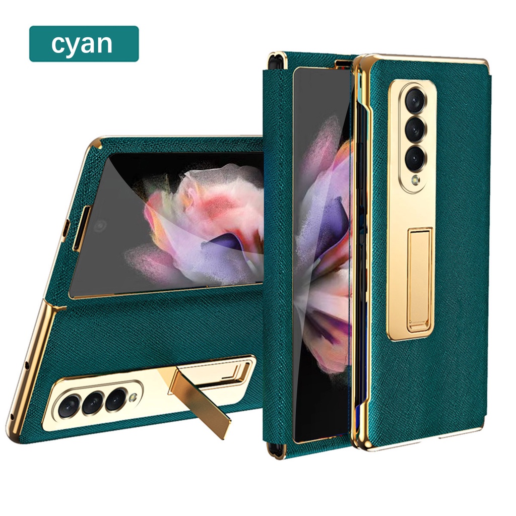 With Tempered Film Leather Cases Samsung Z Fold 3 5G Fold3 Phone Case ...
