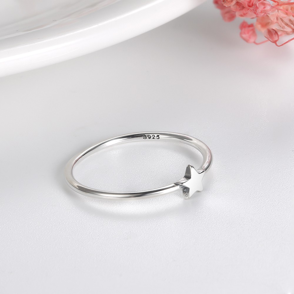 หมอนท่องเที่ยว 100 925 Sterling Silver Rings Dainty Fashion Jewelry Minimalism Star Rings Fine ...