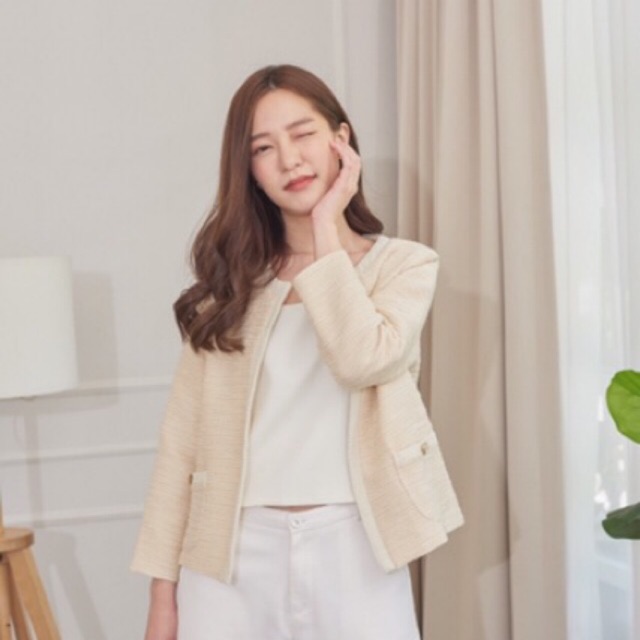 Tweed blazer (cream) - twynn.official - ThaiPick