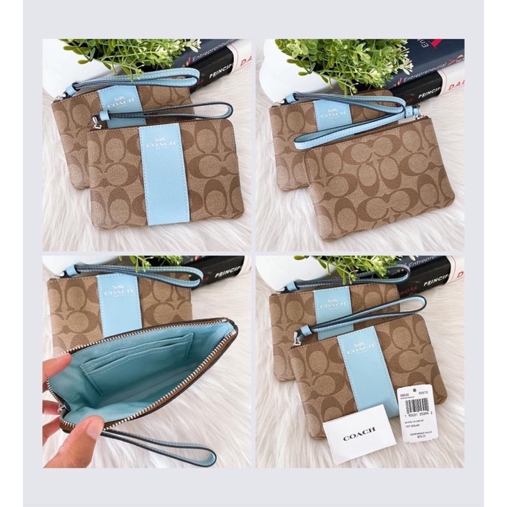 พร้อมส่ง แท้ New Coach คล้องมือ 1 ซิป S CORNER ZIP WRISTLET IN ...