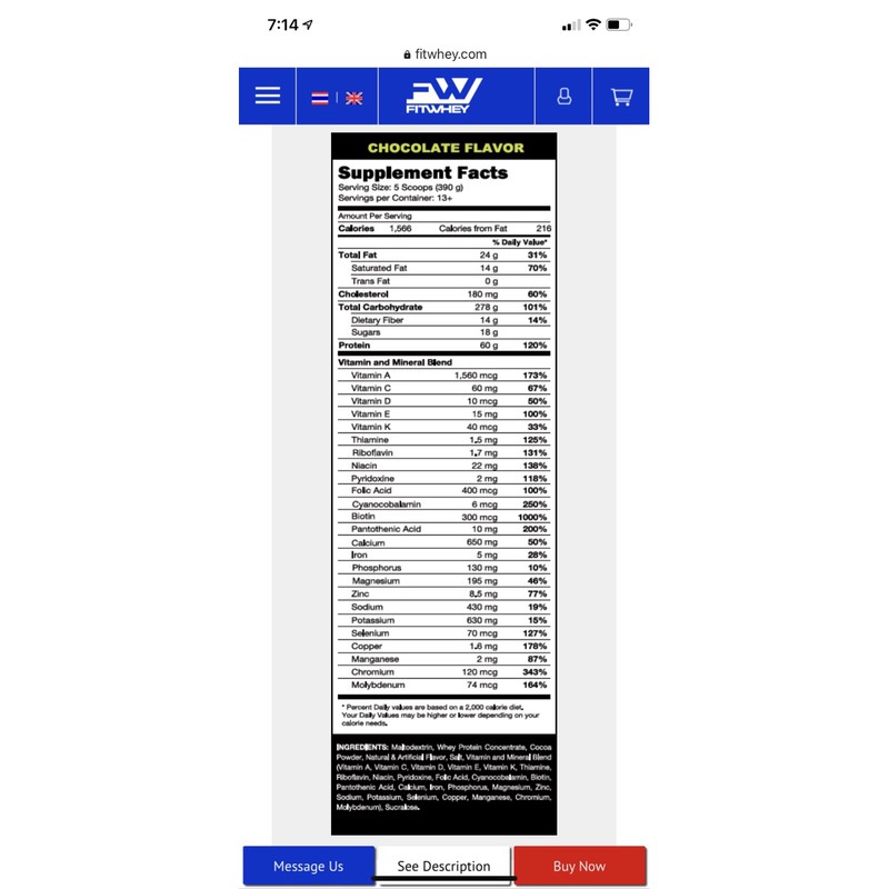 {new}HULK MASS GAINER 1500 12lbs/5.4kg (1 Month Supply 1500+ cal 60g ...
