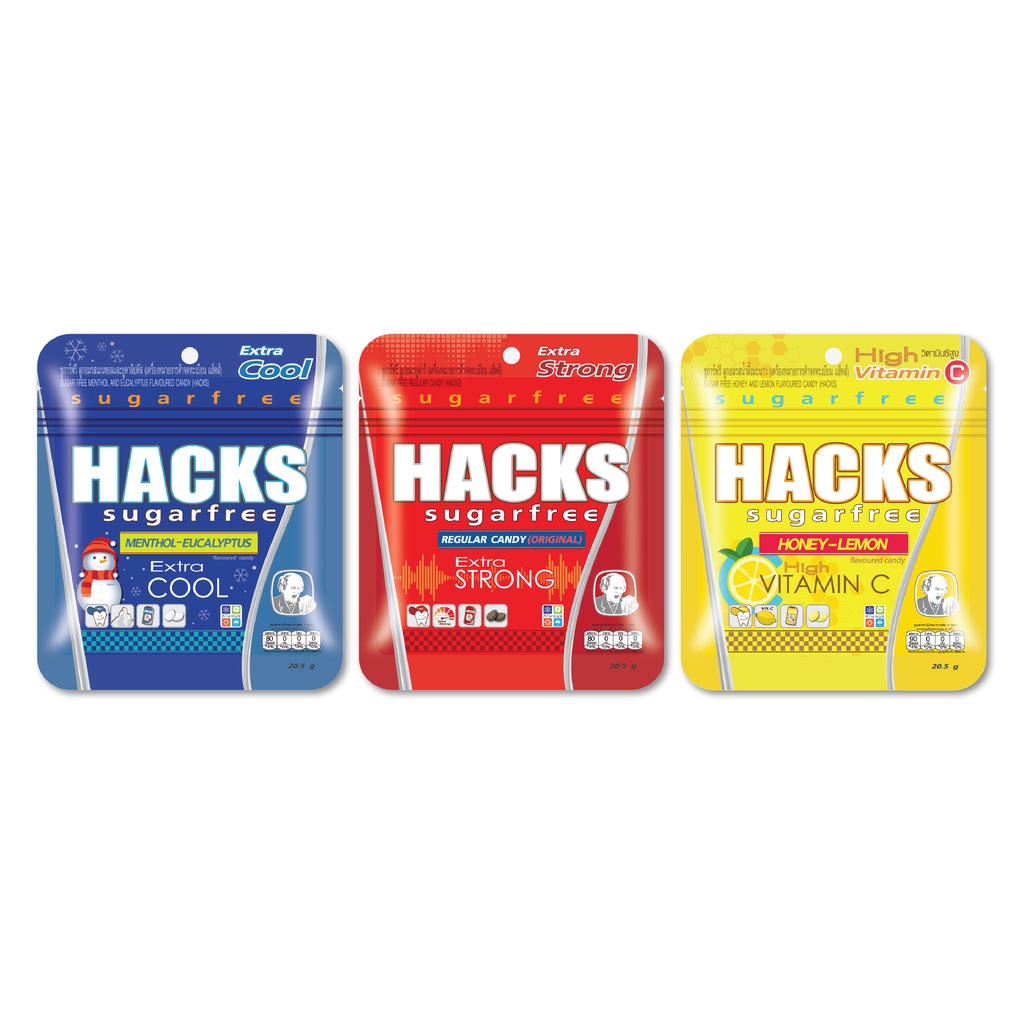 Hacks ลูกอม Sugar free ขนาด 20.5 g. (รสเรกูลาร์ น้ำผึ้งผสมมะนาว และ ...