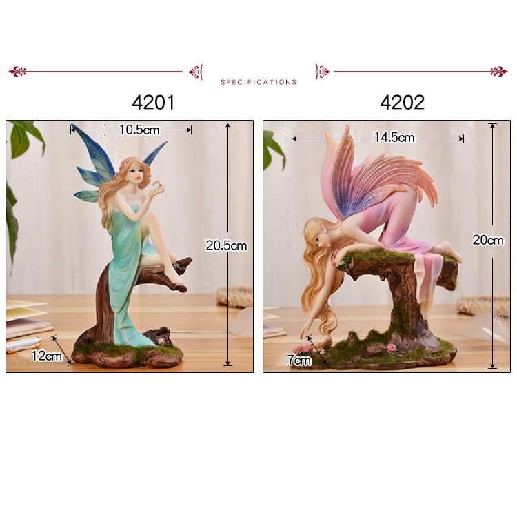 Creative Tree Elf Resin Statue Living Room Decor Angel Sculpture Modern ...